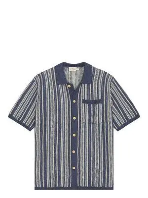 Faherty Brand Sweater Shirt In Blue - River Cliffs Stripe