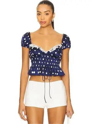For Love & Lemons Holland Top - Navy
