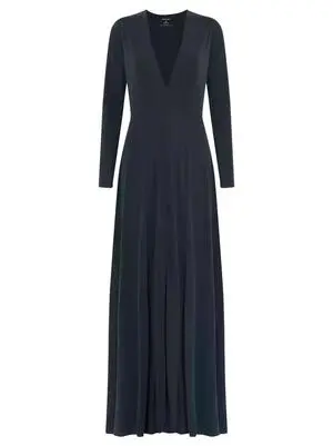 OSKLEN Long-sleeve Plunge-neck Floor-length Dress - Black