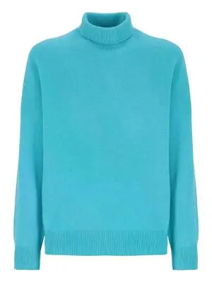 LANEUS Turtleneck Ribbed-knit Sweater - Blue