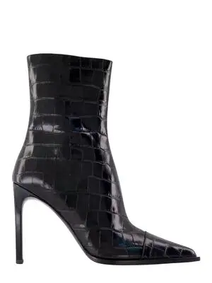 Amiri Crocodile-effect Pointed-toe Boots - Black