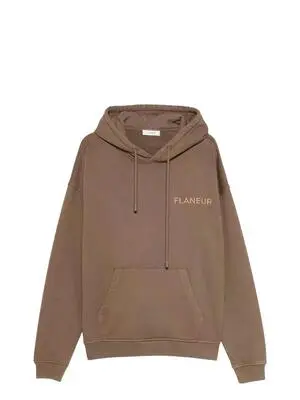 FLANEUR Logo-embroidered Hoodie - Brown