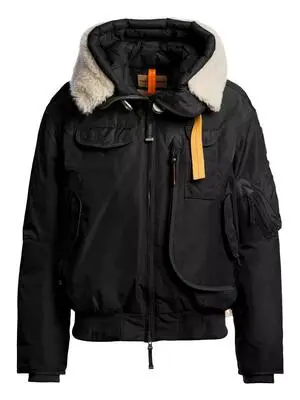 PARAJUMPERS Hooded Shearling-trim Bomber Jacket - Black
