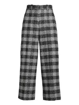PT TORINO Wide-Leg Checked Tweed Pants