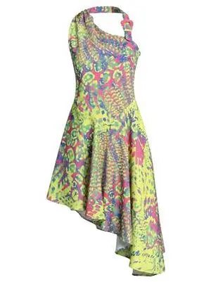 Versace Lime Multicolor Halterneck Midi Dress - Green
