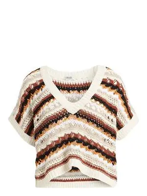 LIU •JO Cotton Blend Striped Sweater