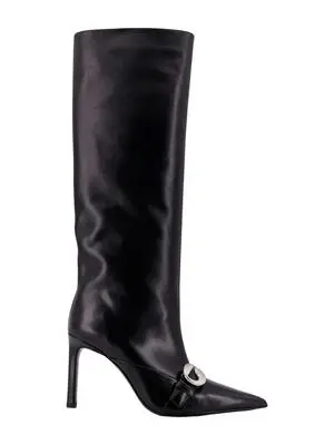 Coperni Leather Belted Boots - Black