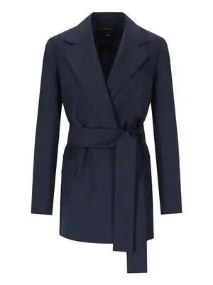 Max Mara Teso Belted Blazer - Blue