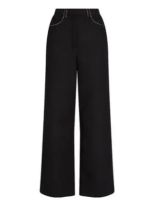 Maje Chain-embellished Tweed Wide-leg Pants - Black