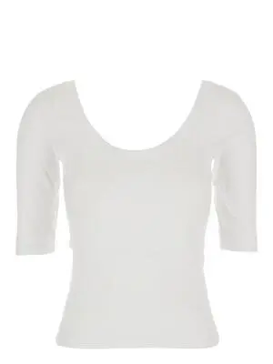 BRUNELLO CUCINELLI U-Neck Cotton T-Shirt With Monili Detail