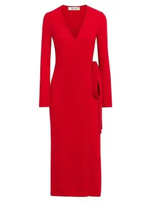 Diane Von Furstenberg Astrid Wool And Cashmere-blend Midi Wrap Dress - Red