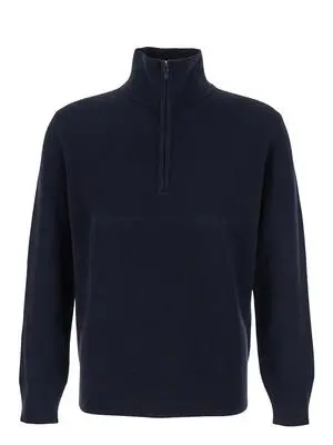 KANGRA Wool High Neck Half Zip Sweater