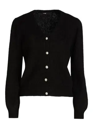Maje Brushed Knitted Cardigan - Black