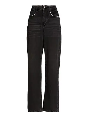 Maje Crystal-embellished Wide-leg Jeans - Black