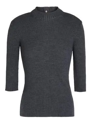 Maje Ribbed-knit Top - Anthracite