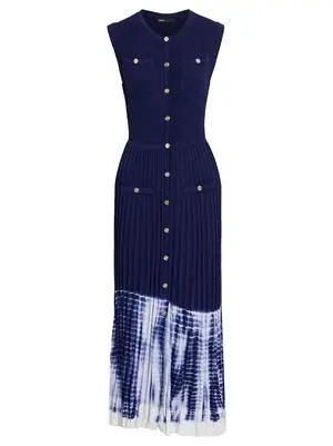 Maje Tiedye Ribbed-knit Midi Dress - Navy