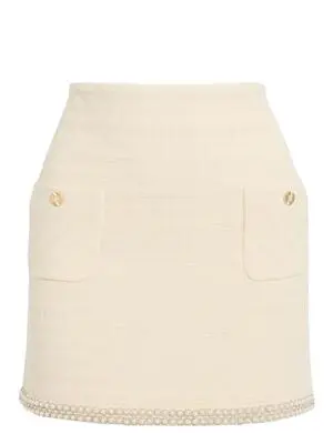 Sandro Embellished Tweed Mini Skirt - Ecru