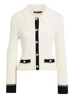 Maje Ribbed-knit Cardigan - Ivory