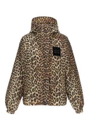 GANNI Leopard Print Nylon Windbreaker - Multicolor