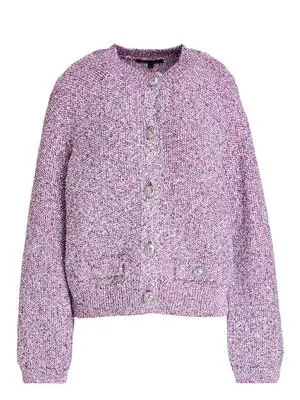 Maje Sequin-embellished Bouclé-knit Cardigan - Violet