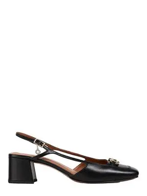 Maje Chain-embellished Leather Slingback Pumps - Black