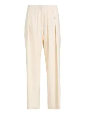 Maje Pleated Wide-leg Crepe Pants - Ecru