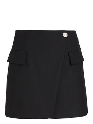 Maje Twill Mini Wrap Skirt - Black
