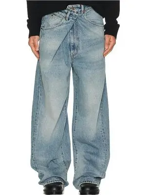 DARKPARK Ined Fold Over Denim Pants - Blue