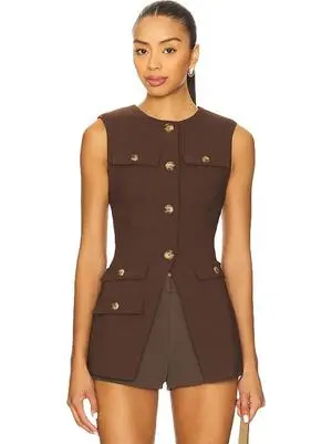 ALL THE WAYS Dallis Sleeveless Button-up Top - Brown