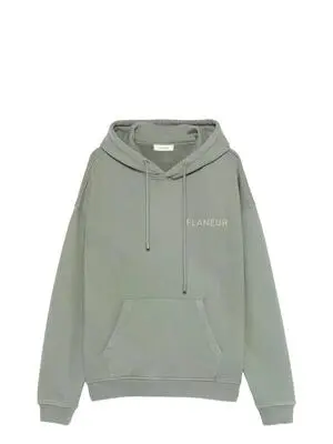 FLANEUR Logo-embroidered Hoodie - Green