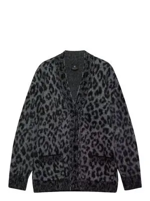 ANINE BING Banks Leopard-print Cardigan - Grey