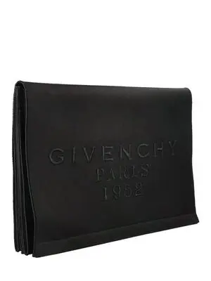 Givenchy Paris 1952 Embroidered Satin Clutch - Black