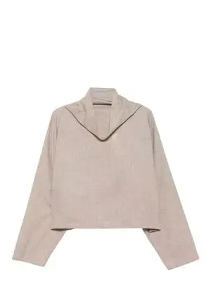 Dusan Cowl Neck Boxy Top - Neutrals