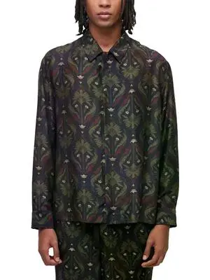 OSKLEN Damask-print Long-sleeve Shirt - Black