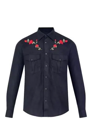 OSKLEN Rose-embroidered Shirt - Black