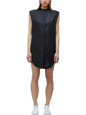 OSKLEN Sleeveless Linen Shirt Dress - Black