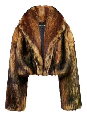 DAVID KOMA Faux-Fur Cropped Coat