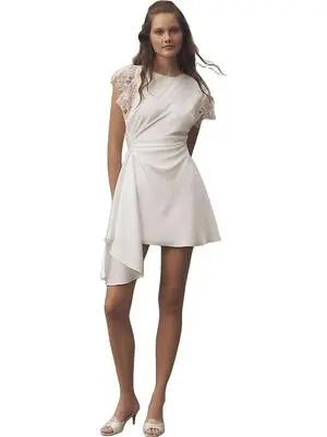 AMUR Zina Asymmetric Mini Dress - Ivory