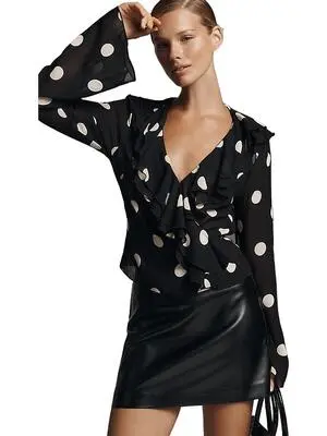 REFORMATION Kilah V-neck Top - Moon Dot