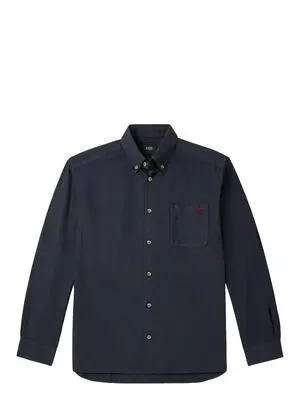 A.p.c. Mateo Button-down Collar Logo-embroidered Cotton-twill Shirt - Blue