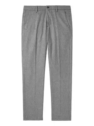 Eleventy Straight-leg Wool And Cashmere-blend Trousers - Gray