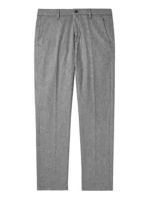 Eleventy Straight-leg Wool And Cashmere-blend Trousers - Gray