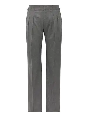 TOM FORD Straight-leg Pleated Birdseye Wool Suit Trousers - Gray