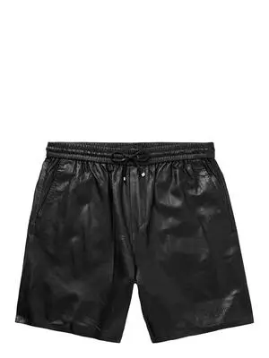 Amiri Straight-leg Leather Drawstring Shorts - Black