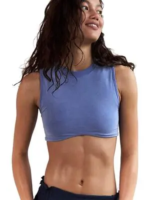 Free People FP Movement Go To Smooth Cropped Muscle Tee Washed Blueberry