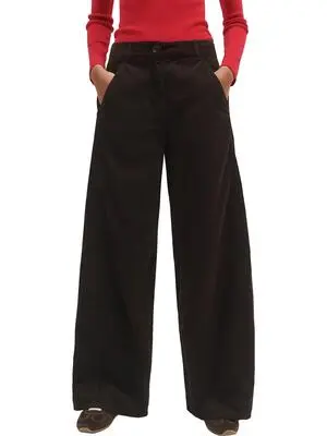ME+EM Wide Leg Corduroy Trousers - Ganache Brown