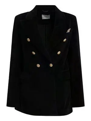 CIRCOLO 1901 Double-breasted Velvet Blazer - Black