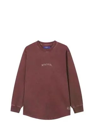 AFTERMATHS Embroidered Crew-neck Sweatshirt - Red