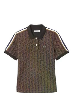 Lacoste Geometric Pattern Polo Top - Brown