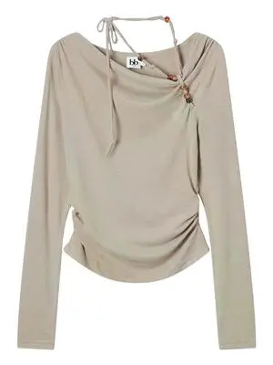 B+AB Long-sleeve Beaded T-shirt - Neutrals